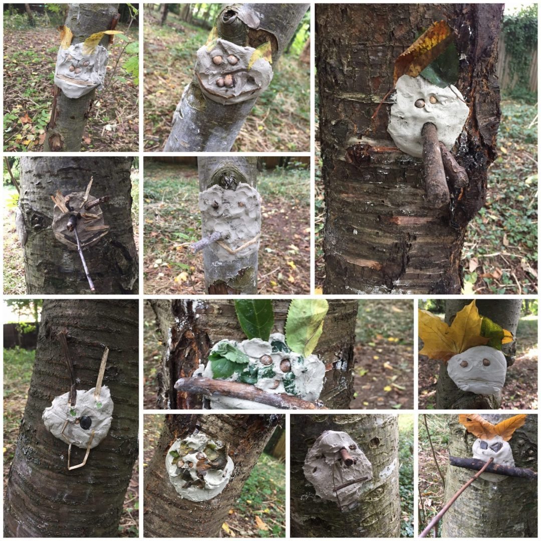 "Piggy" clay faces at Forest school - Banstead Bunnies Preschool